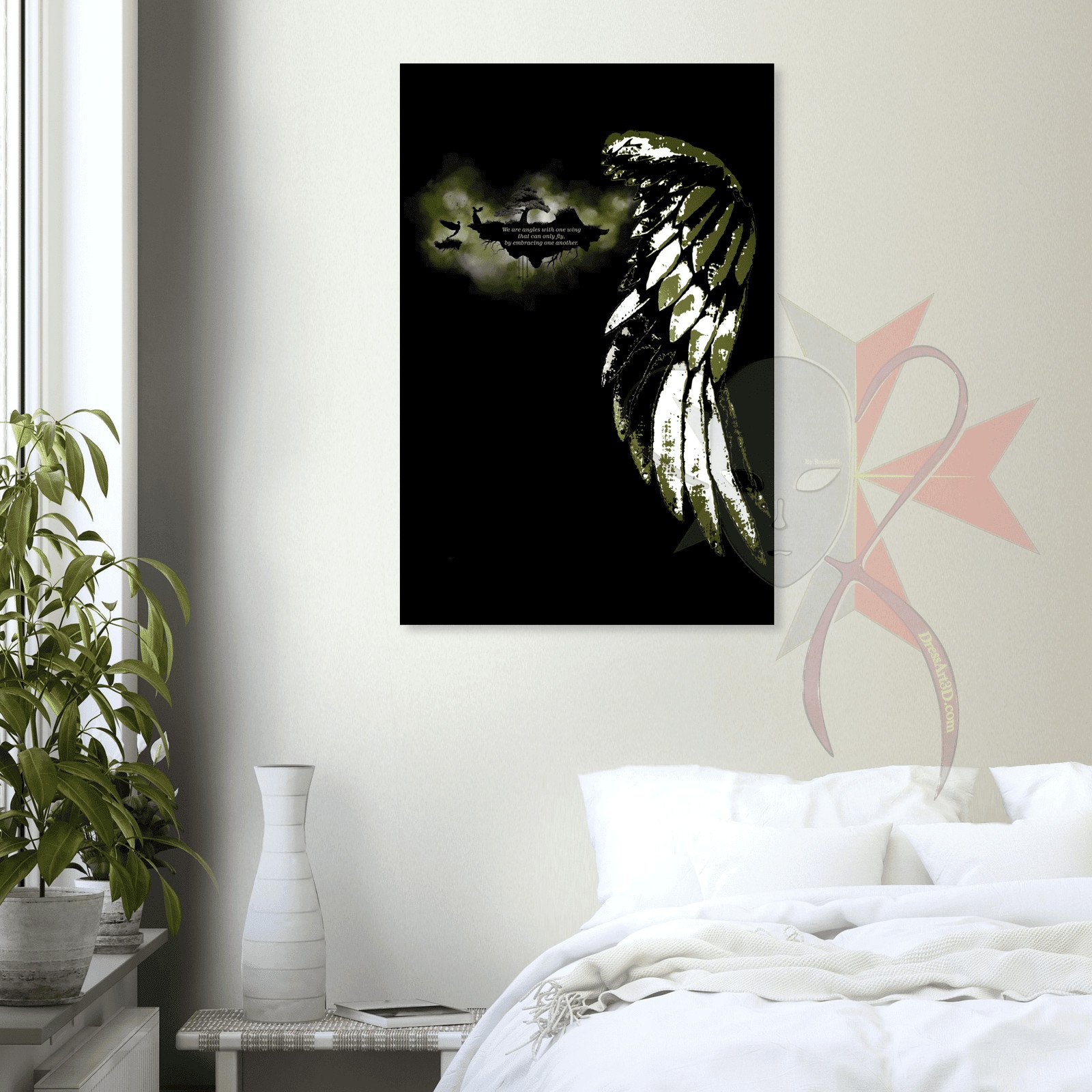 We are all Angels with one wing – Aluminum Print | dressart3d.com
