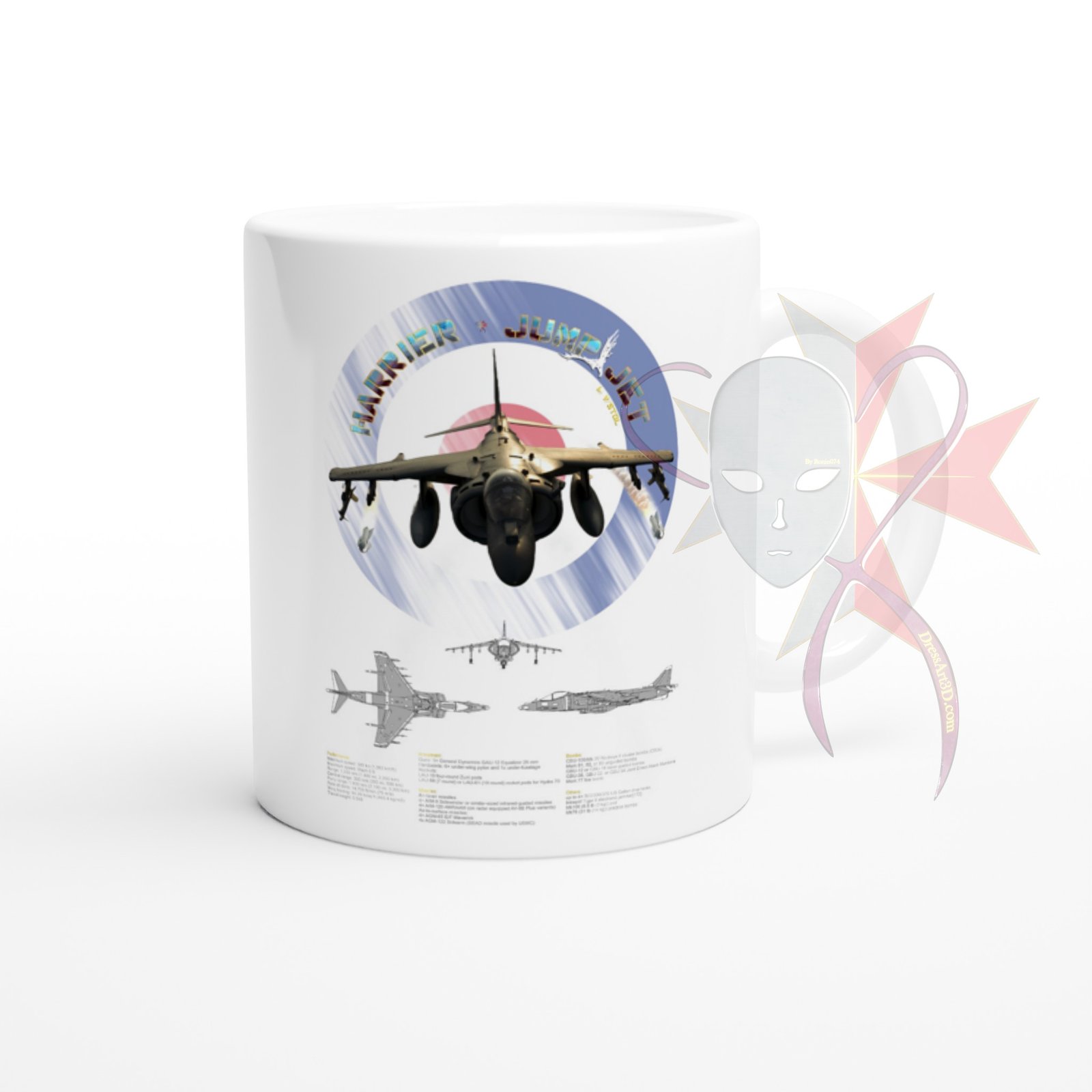 Harrier - Jump Jet. 1st V/STOL Fighter Jet. - Fan Art - White 11oz ...