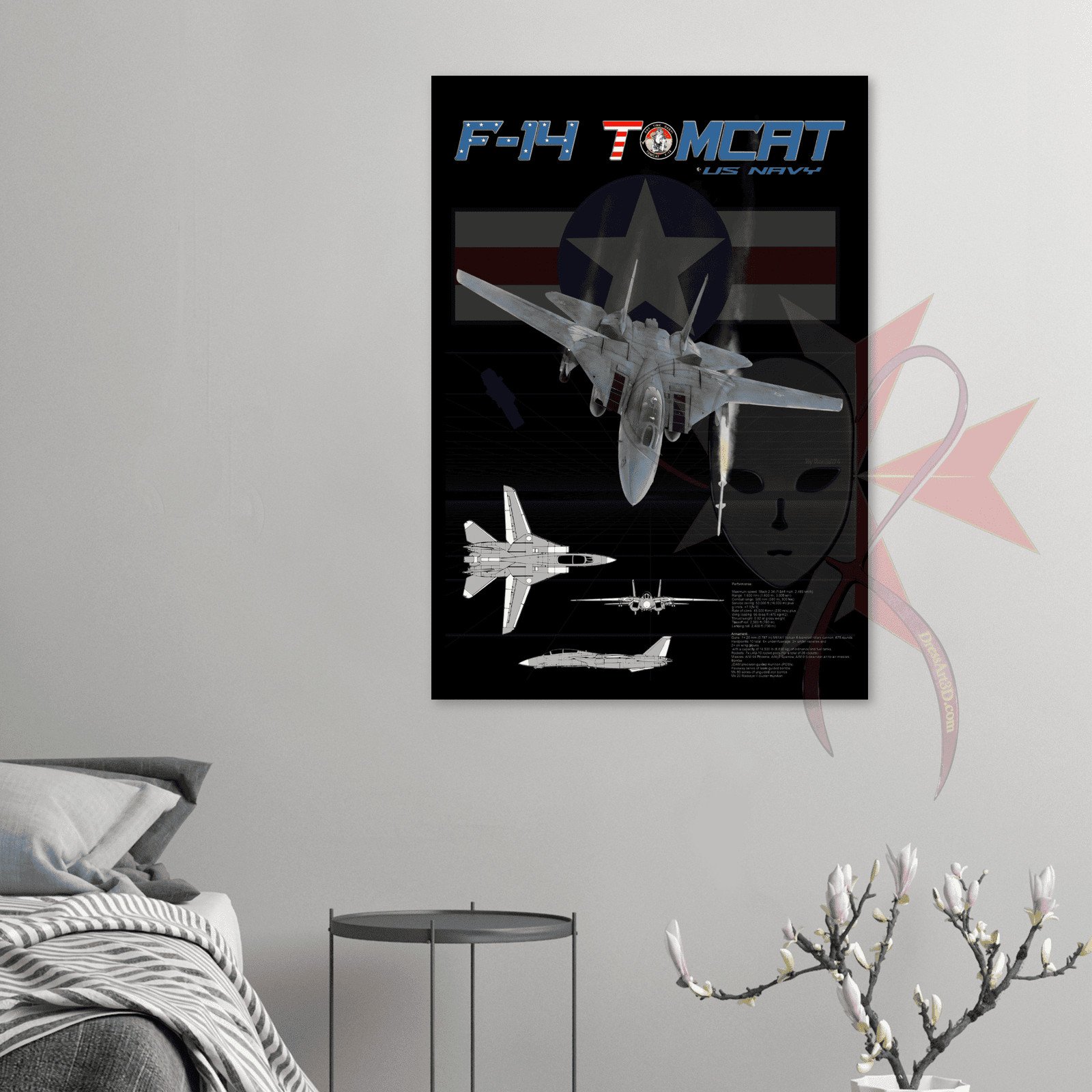 F -14 Tomcat - Fan Art - Aluminum Print - dressart3d.com
